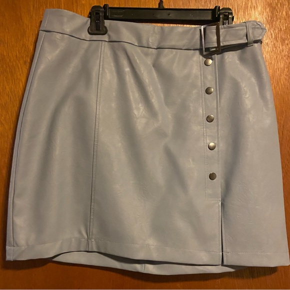Haute Monde | Skirts | Haute Monde Blue Faux Leather Miniskirt | Poshmark